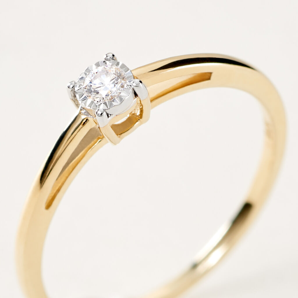 Damen Ring Gold 375 Diamant 0,07ct Viereck Illusion Pastille ...